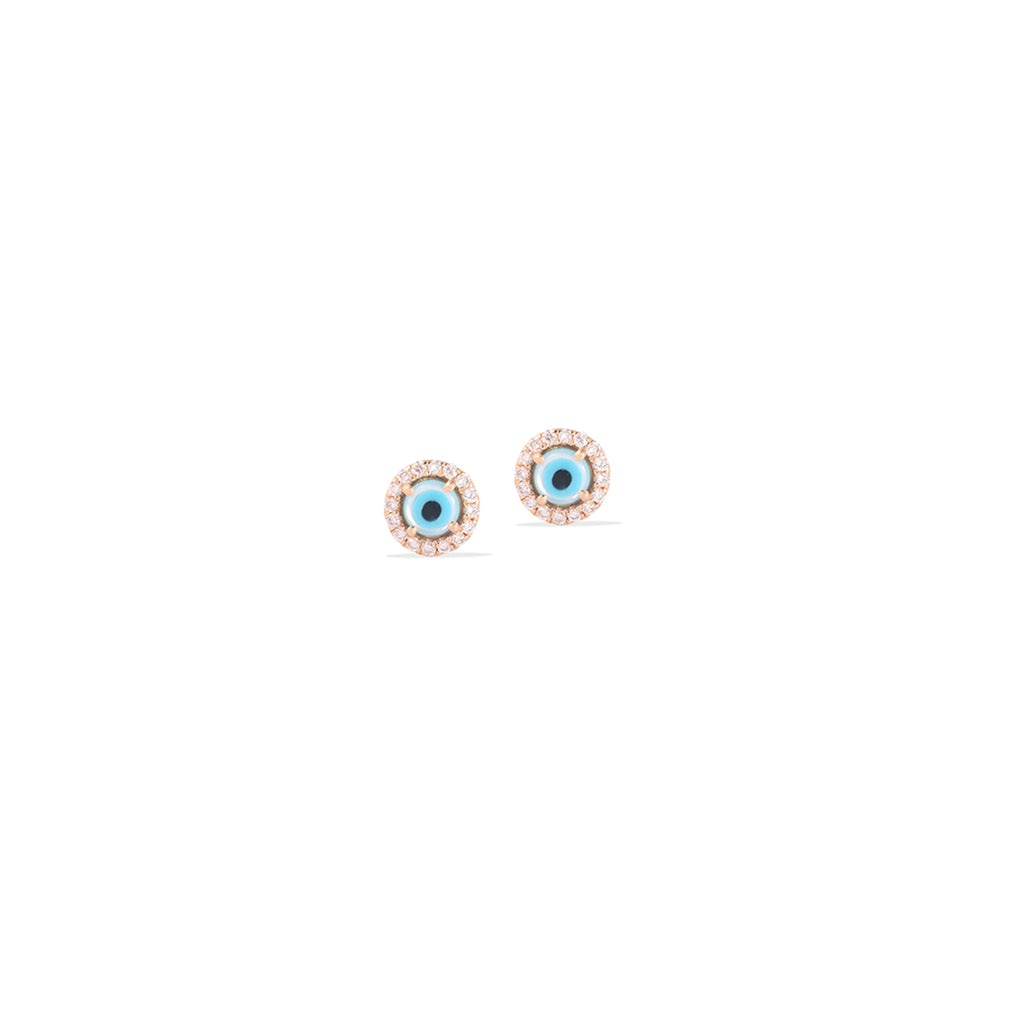 Lab-Grown Evil Eye Studs with Diamond Luck by DiAi Designs